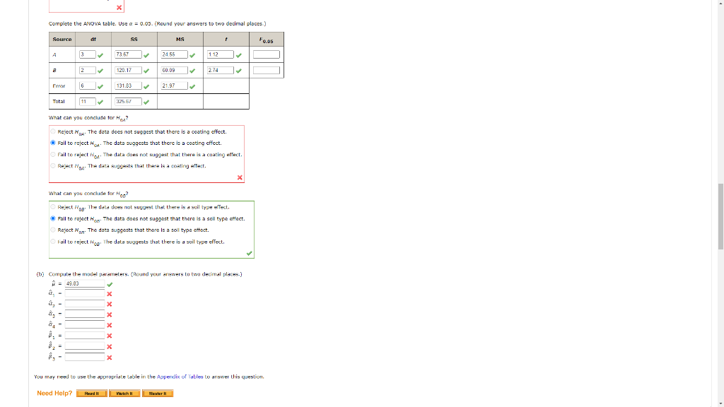 I just need help with part B and F0.05 those are the | Chegg.com