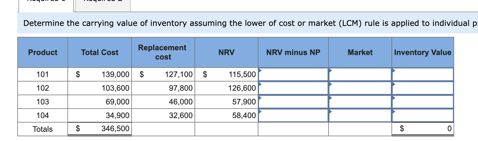 Solved Exercise 9-6 (Algo) Lower of cost or market [LO9-1] | Chegg.com