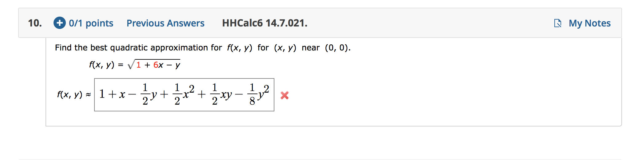 Solved Find the best quadratic approximation for f(x,y) for | Chegg.com