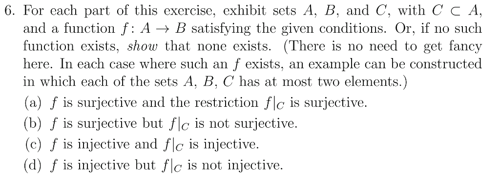 Solved 6. For each part of this exercise, exhibit sets A, B, | Chegg.com