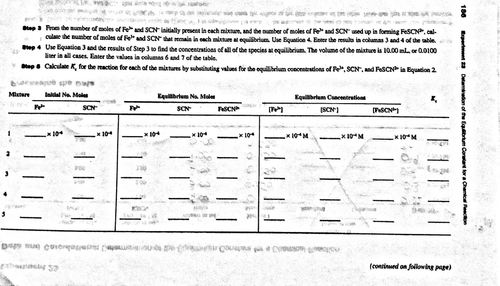 Solved Namo Section Experiment 23 Data and Calculations: | Chegg.com