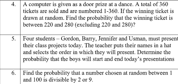 Solved 4. 4 A computer is given as a door prize at a dance. | Chegg.com
