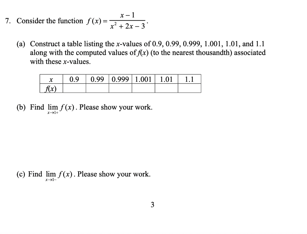 Solved Consider the function f(x)=x2+2x−3x−1. (a) Construct | Chegg.com