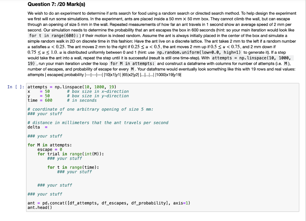 Solved Question 7: /20 Mark(s) We wish to do an experiment | Chegg.com