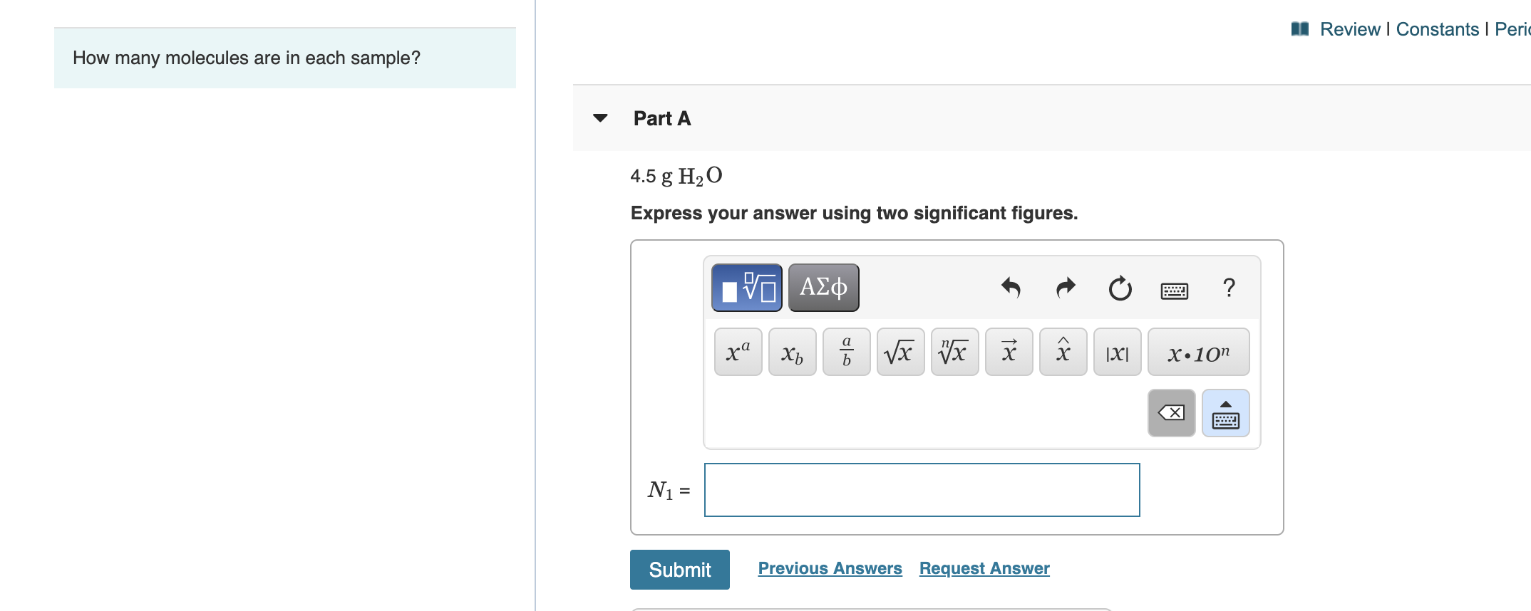 Solved 1 Review | Constants I Peri How many molecules are in | Chegg.com