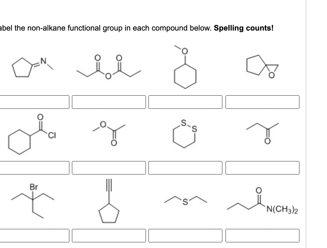 Solved Label the non-alkane functional group in each | Chegg.com