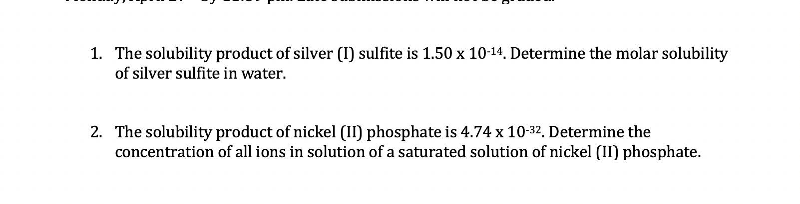 Solved UP 1. The solubility product of silver (I) sulfite is | Chegg.com
