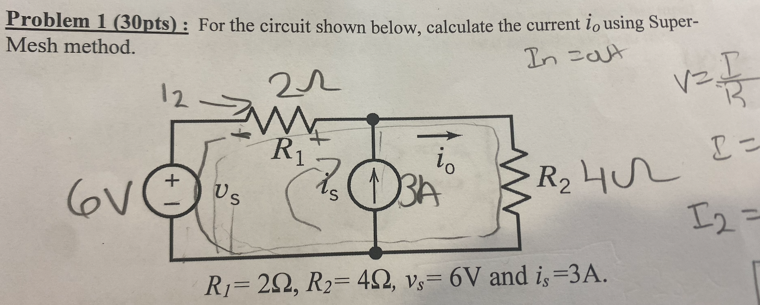 Solved Problem 1(30pts) : For the circuit shown below, | Chegg.com