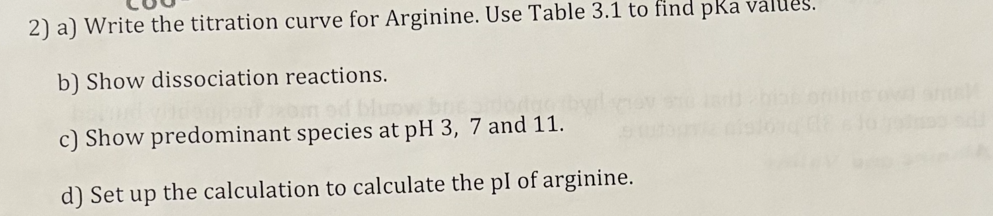 Solved a) ﻿Write the titration curve for Arginine. Use Table | Chegg.com