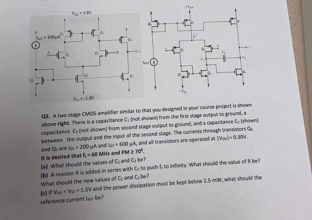 Q2. A two stage CMOS amplifier similar to that you | Chegg.com