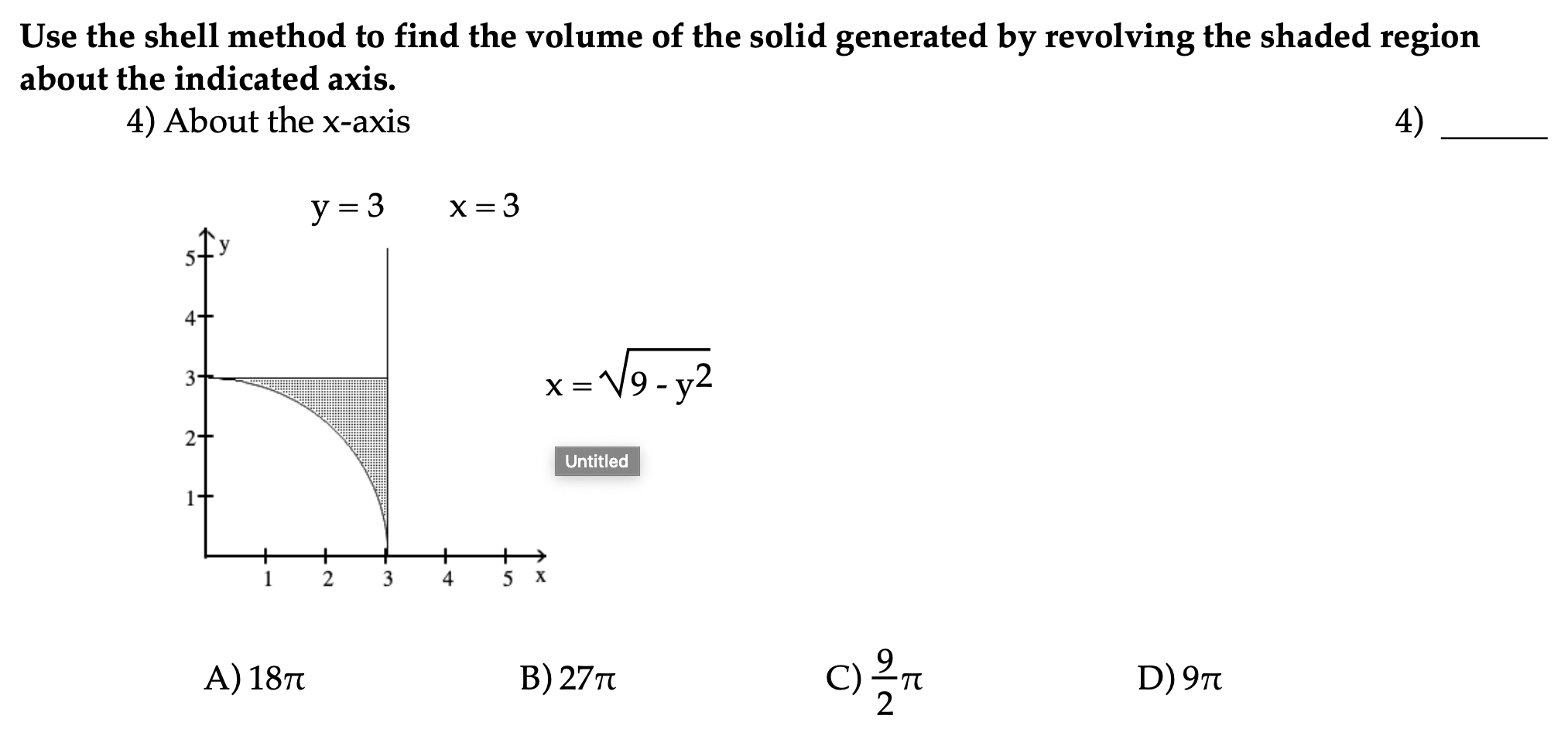 Solved Use the shell method to find the volume of the solid | Chegg.com
