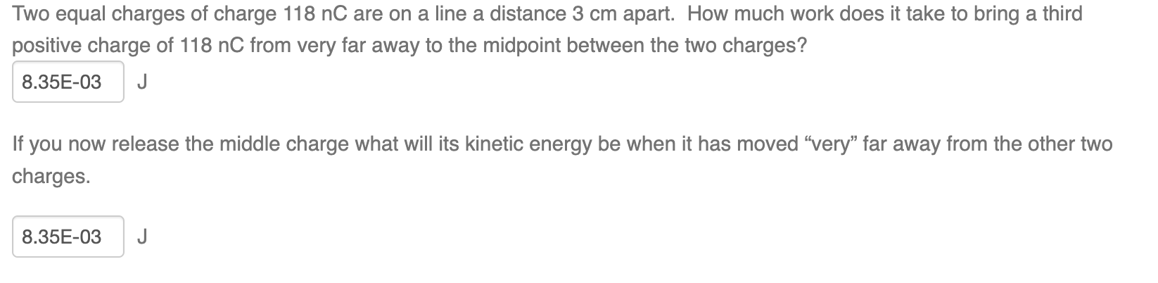 Solved Two equal charges of charge 118nC are on a line a | Chegg.com