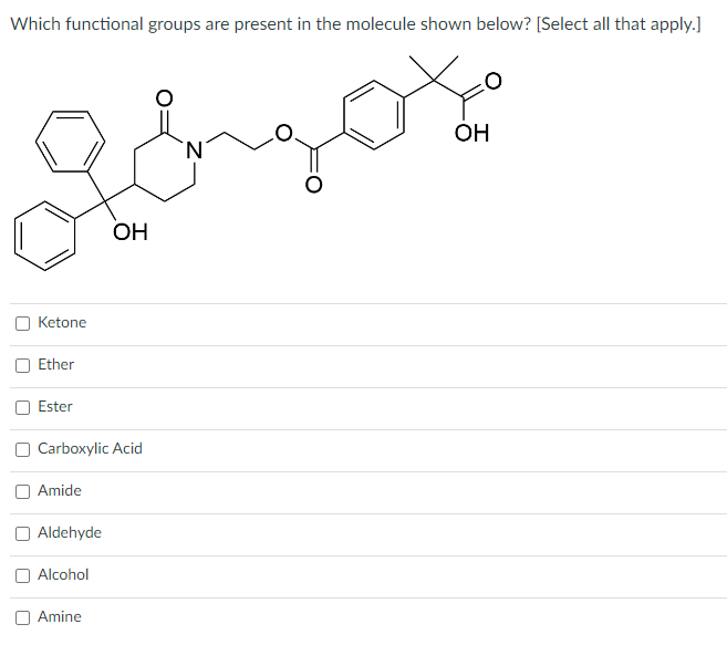 Solved Which Functional Groups Are Present In The Molecule 5123