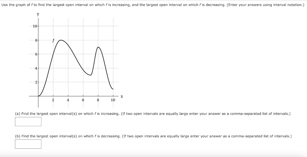 Solved Use the graph of f to find the largest open interval | Chegg.com