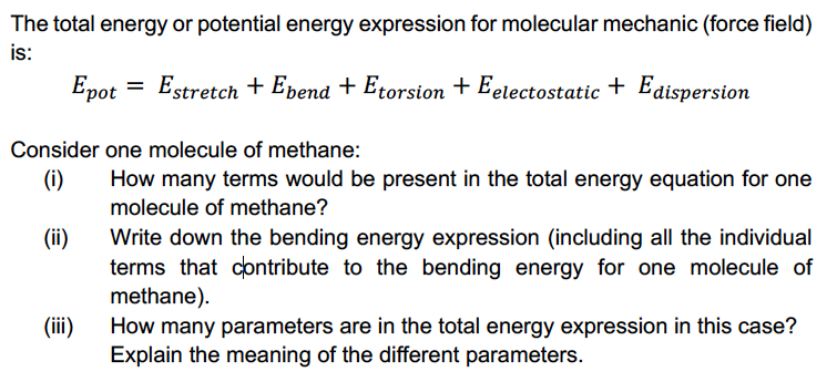 Solved The total energy or potential energy expression for | Chegg.com