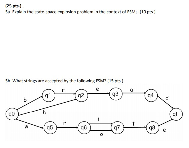 Solved (25 pts.) 5a. Explain the state-space explosion | Chegg.com