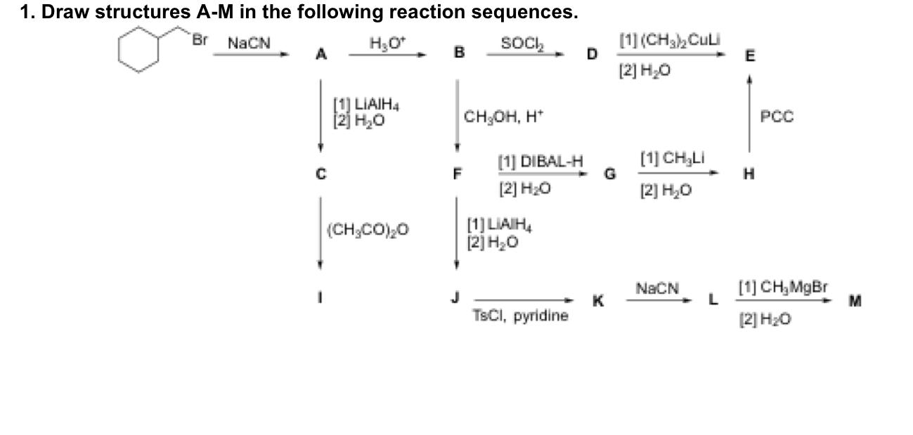 Solved 1. Draw structures A-M in the following reaction | Chegg.com