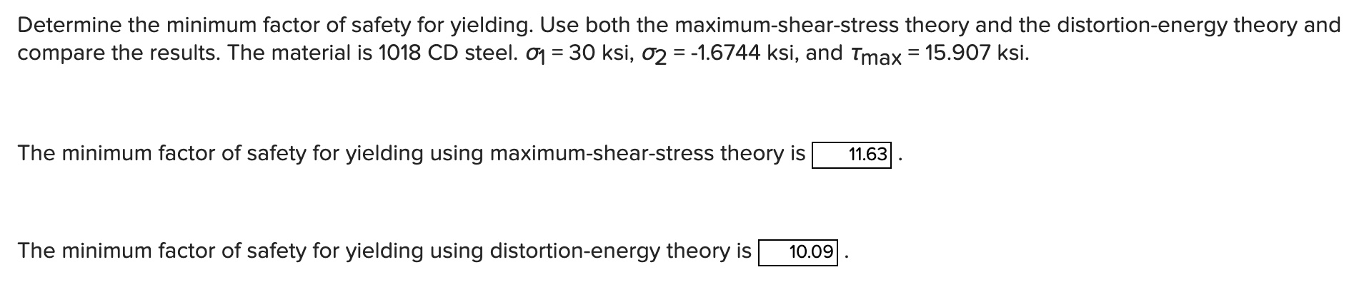 Solved Determine The Minimum Factor Of Safety For Yielding