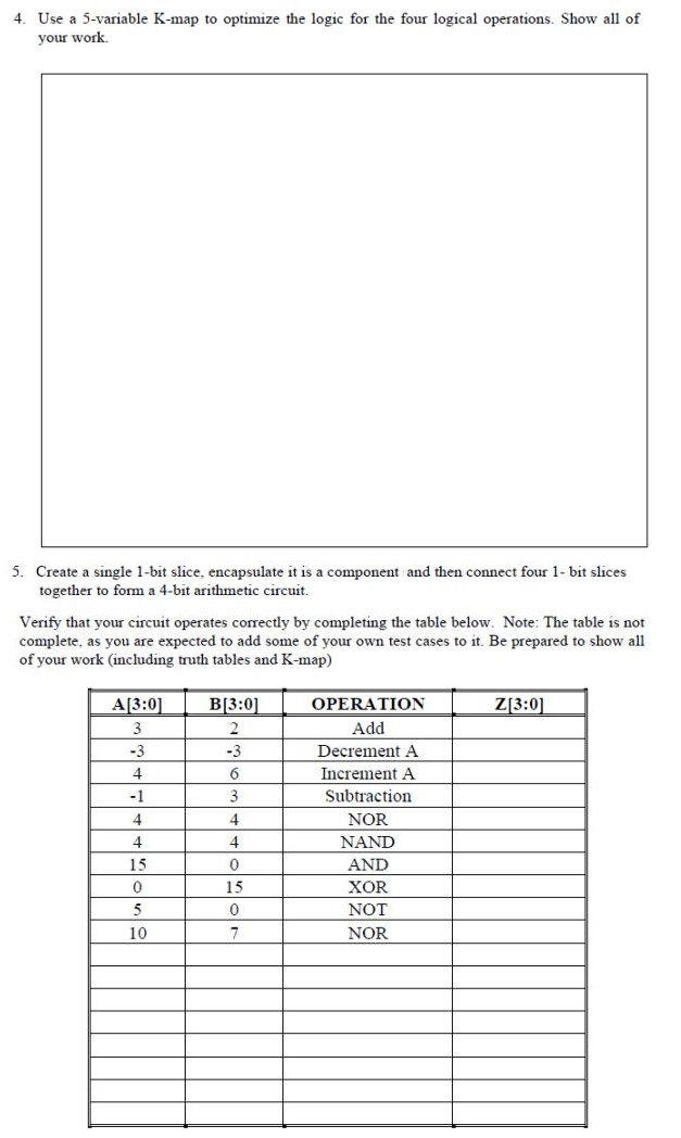 Table 1: Function table for arithmetic-logic unit | Chegg.com