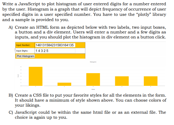 Solved Write a JavaScript to plot histogram of user entered | Chegg.com