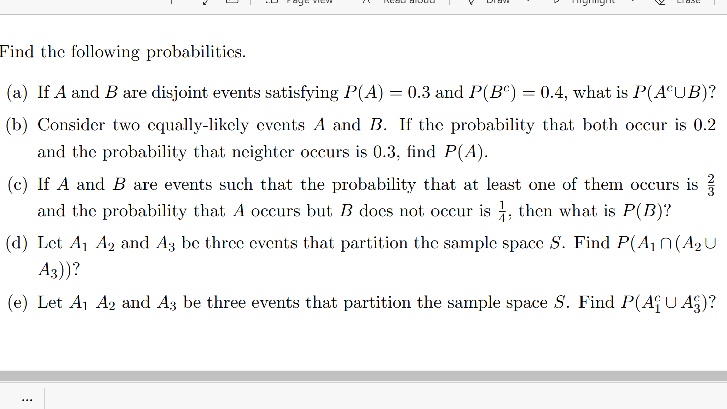 Solved Find the following probabilities. CON (a) If A and B | Chegg.com