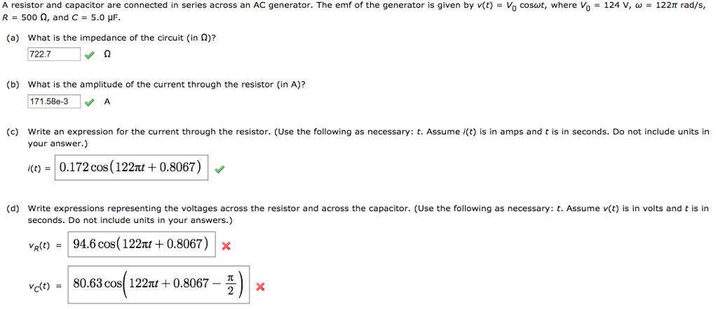 Solved A Resistor And Capacitor Are Connected In Series