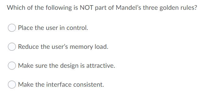 Solved Which of the following is NOT part of Mandel's three | Chegg.com