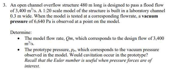 Solved 3. An open channel overflow structure 480 m long is | Chegg.com