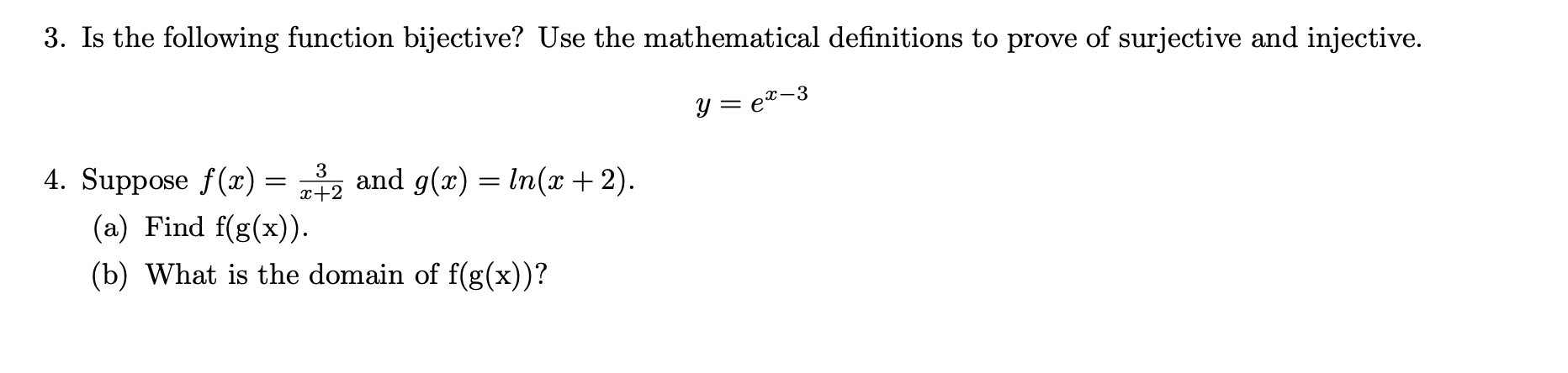 Solved 3. Is the following function bijective? Use the | Chegg.com