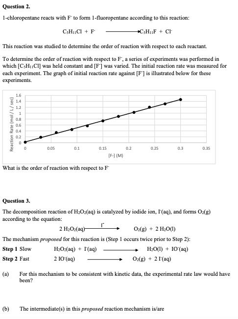 Solved Question 2. 1-chloropentane reacts with F to form | Chegg.com