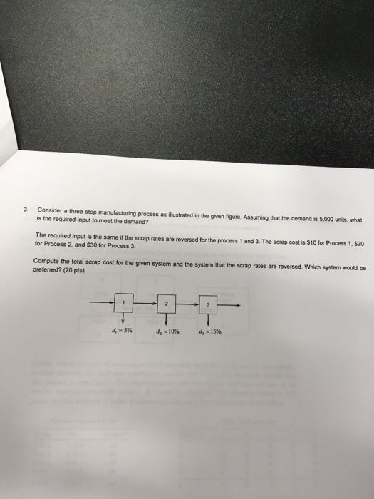 Solved 3. Consider a three-step manufacturing process as | Chegg.com