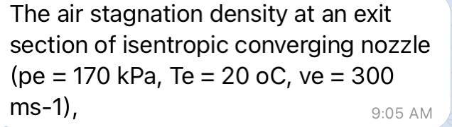 Solved The air stagnation density at an exit section of | Chegg.com