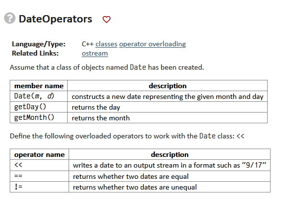 Solved DateOperators ♡ Language/Type: Related Links: C++ | Chegg.com