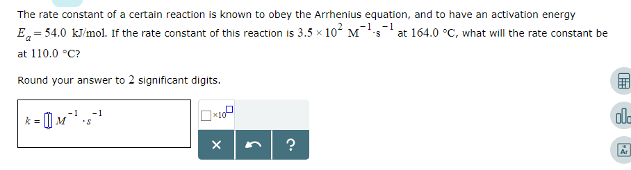Solved The rate constant of a certain reaction is known to | Chegg.com
