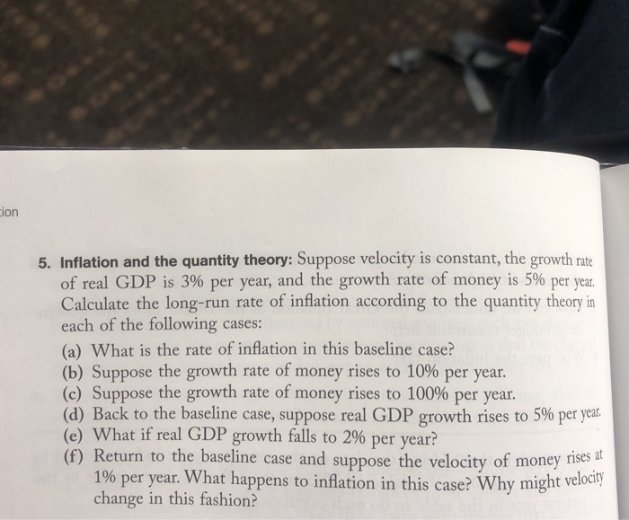 Solved ion 5. Inflation and the quantity theory: Suppose | Chegg.com