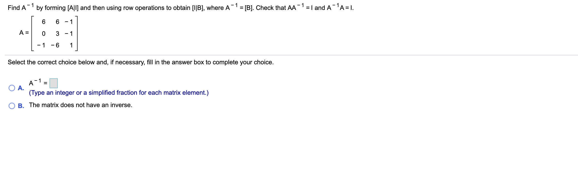 Solved Find A-1 by forming (All] and then using row | Chegg.com