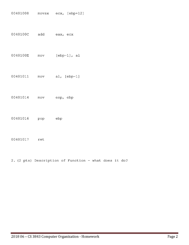 Solved (10 pts) CS 3843 Computer Organization I-HW #05 | Chegg.com