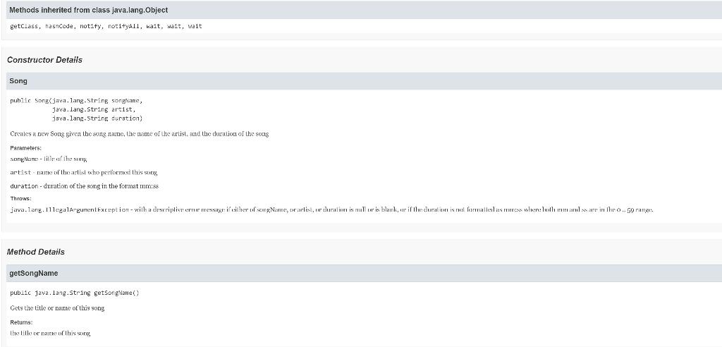Solved 3 Create the Song class Song objects are used to | Chegg.com