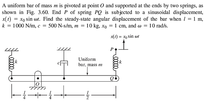 Solved A uniform bar of mass m is pivoted at point 0 and | Chegg.com