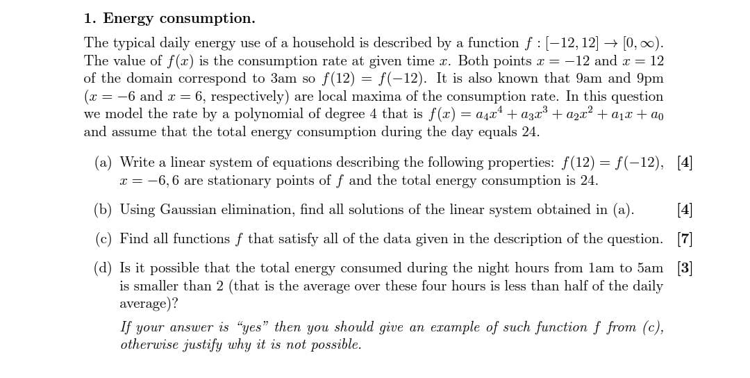 Solved 1. Energy consumption. The typical daily energy use | Chegg.com