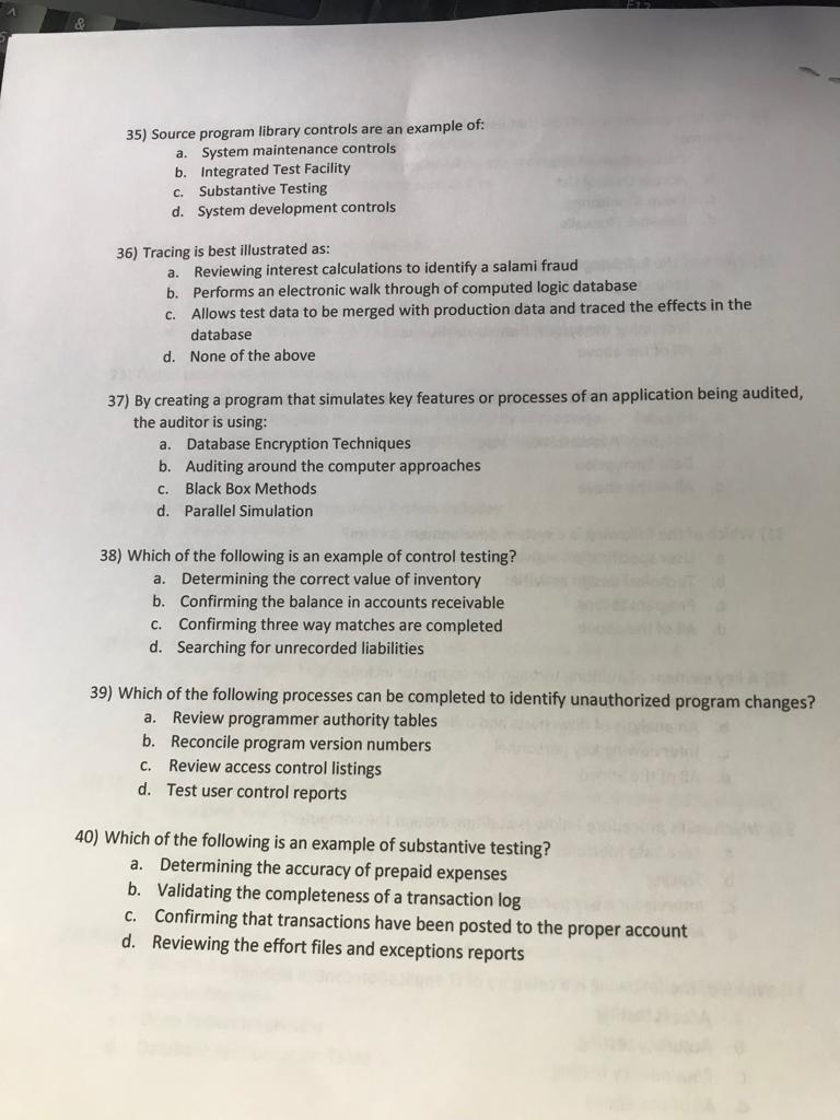 35) Source program library controls are an example | Chegg.com