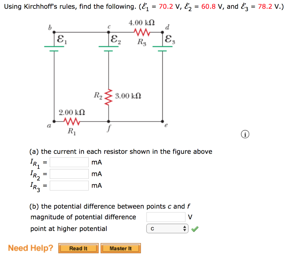 Solved Using Kirchhoff's rules, find the following. (ℰ1 = | Chegg.com