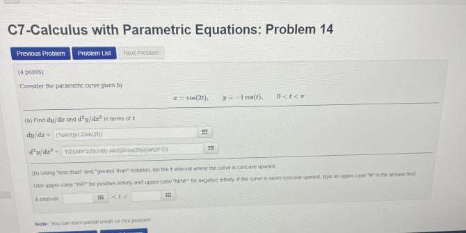 Solved 77-Calculus with Parametric Equations: Problem 14 (4 | Chegg.com
