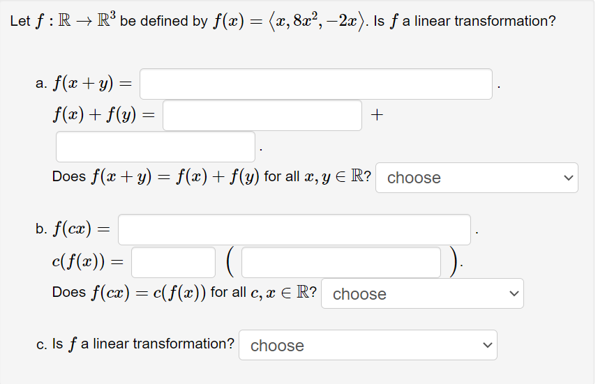 Solved et f:R→R3 be defined by f(x)= x,8x2,−2x . Is f a | Chegg.com