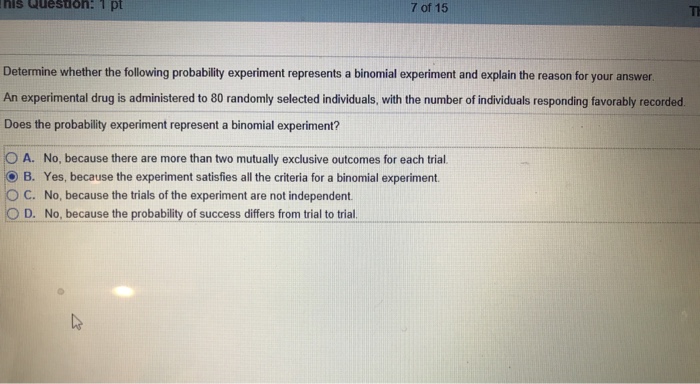 Solved nis Quesuon: 1 pt 7 of 15 Determine whether the | Chegg.com Solved nis Quesuon: 1 pt 7 of 15 Determine whether the | Chegg.com