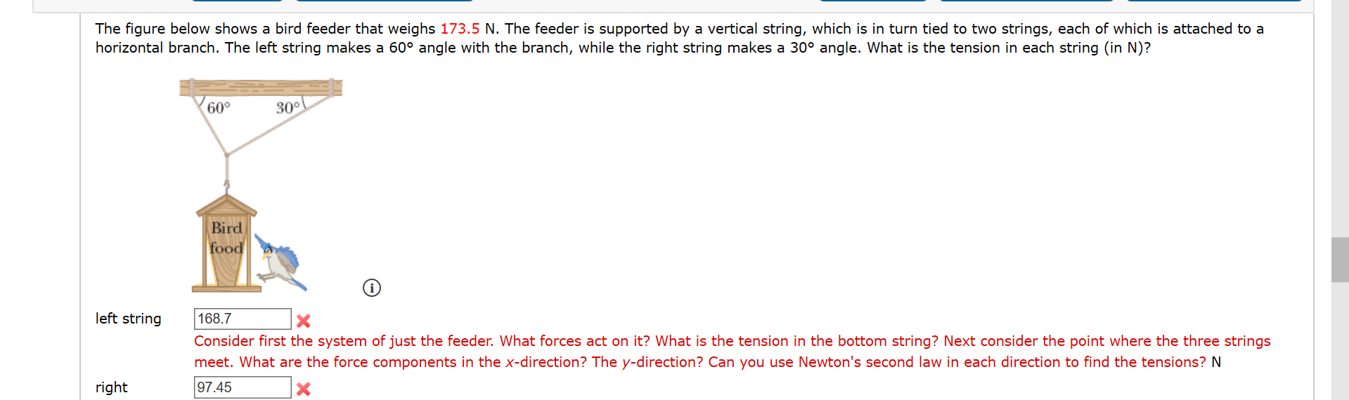 Solved The figure below shows a bird feeder that weighs | Chegg.com