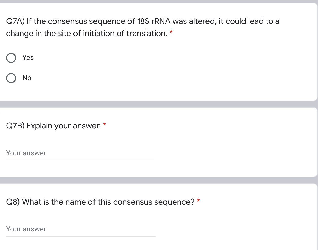 Solved Q7A) If the consensus sequence of 18S rRNA was | Chegg.com