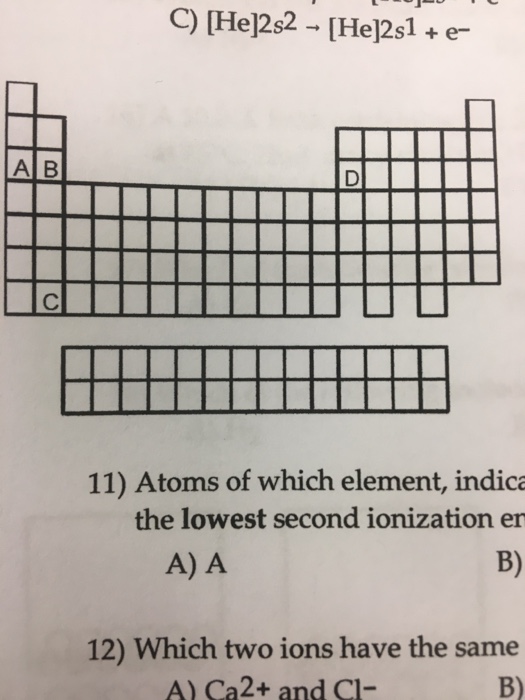 Solved Atoms of which element, indicated by letter on the | Chegg.com