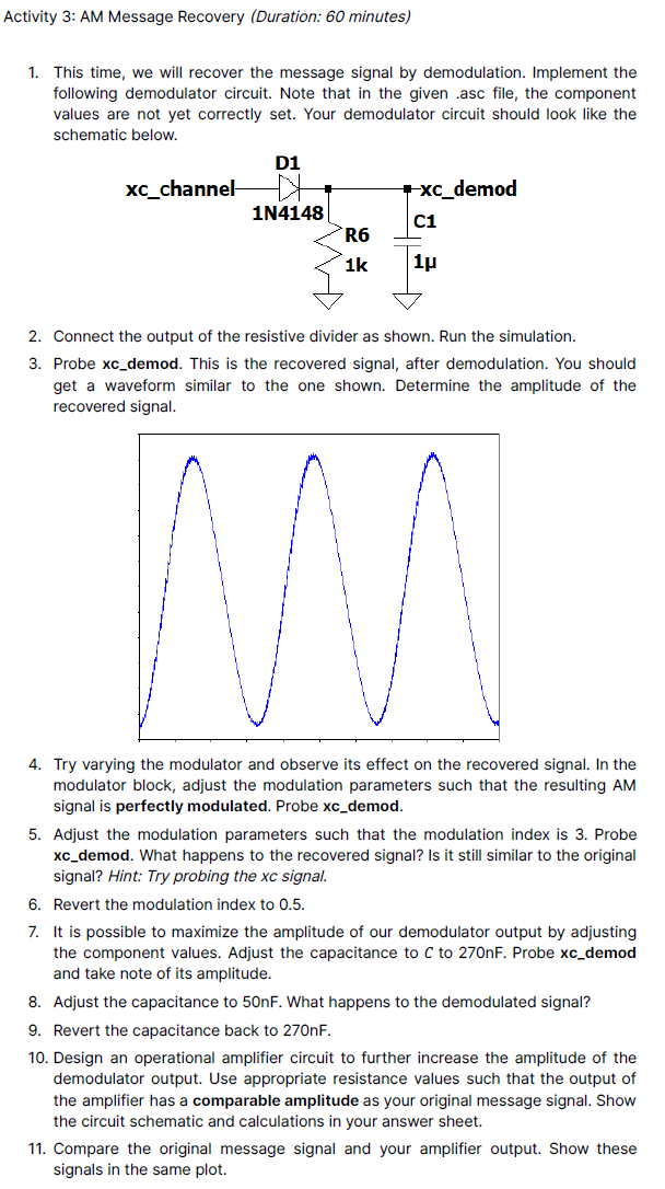 Solved Modulator Channel Demodulator carrier Vi SINE(O {Ac} | Chegg.com