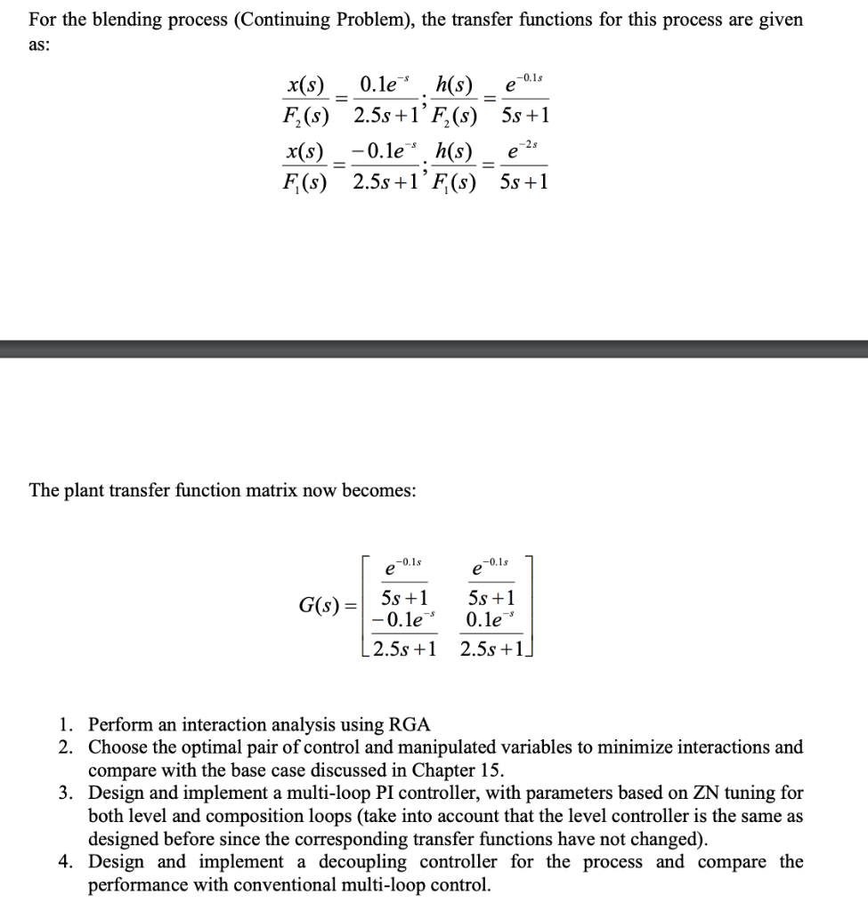 Solved For the blending process (Continuing Problem), the | Chegg.com